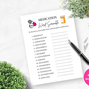 Generic Medication Scramble, Printable Pharmacy/medical Games, Doctor ...