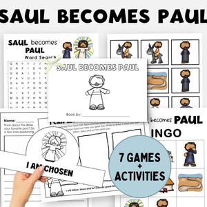 Saul Becomes Paul Bible Lesson, VBS Activity Pack, Sunday School Crafts ...