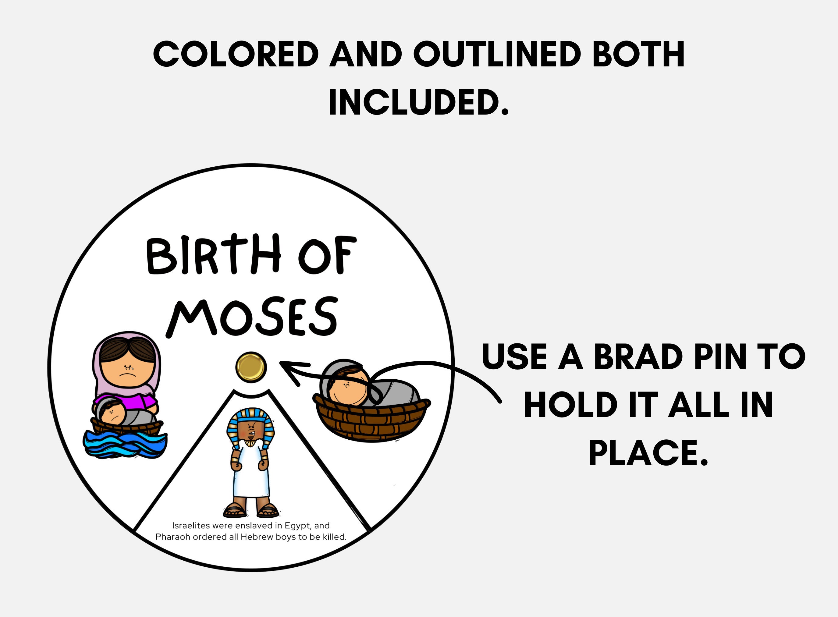 Birth of Moses, Printable Bible Coloring Wheel, Sunday School Craft ...
