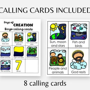 7 Days of Creation Bible Story Bingo Cards, Old Testament Sunday School ...