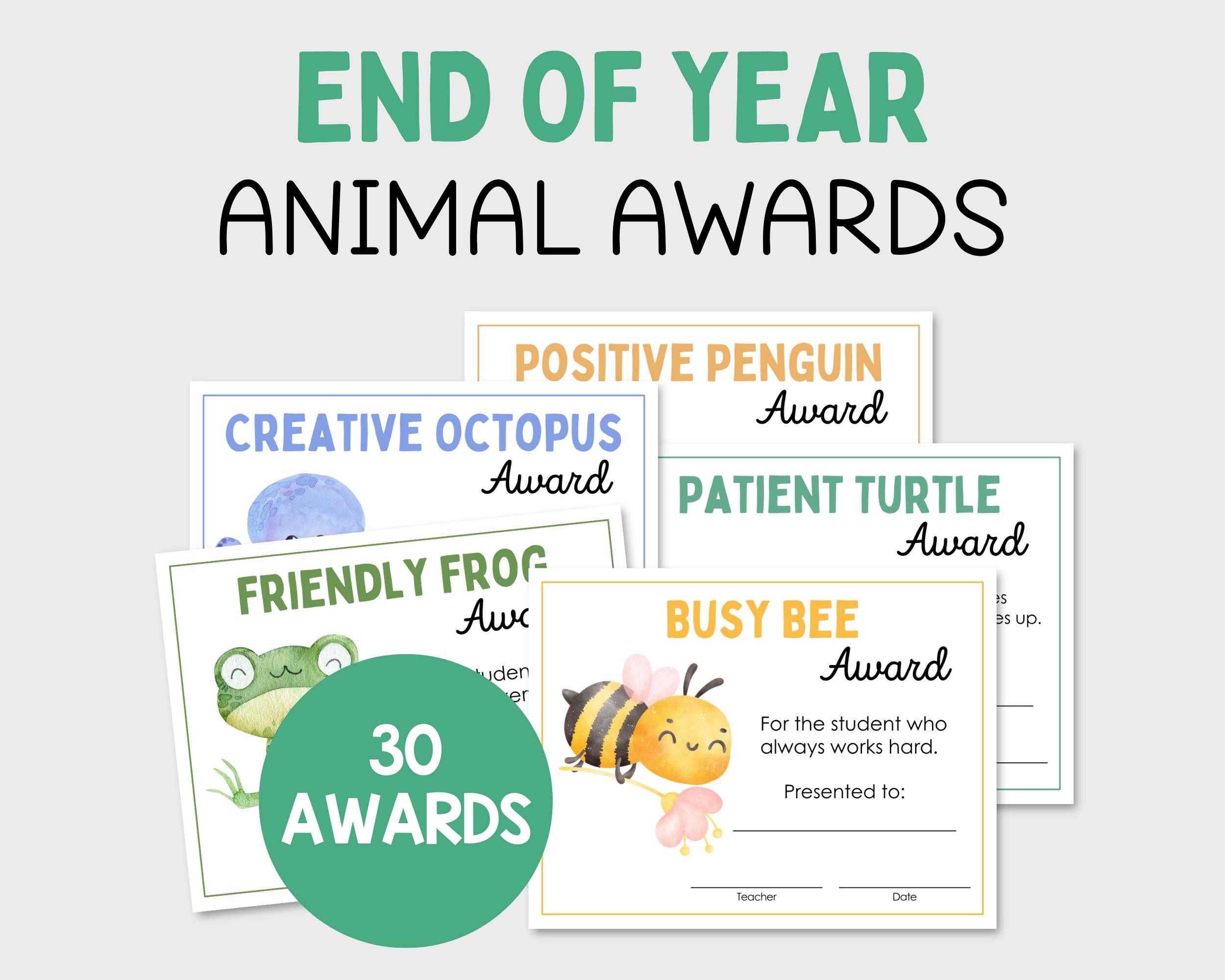 End of Year Animal Awards, Preschool Graduation Certificates ...