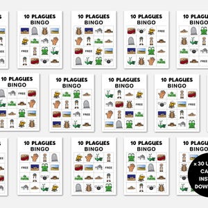 The Ten Plagues of Egypt, Moses Bible Story Bingo Cards, Printable ...