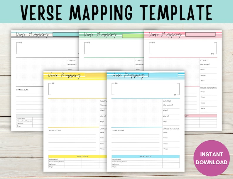 Bible Verse Mapping Template, Printable Bible Study Journal, Minimalist ...