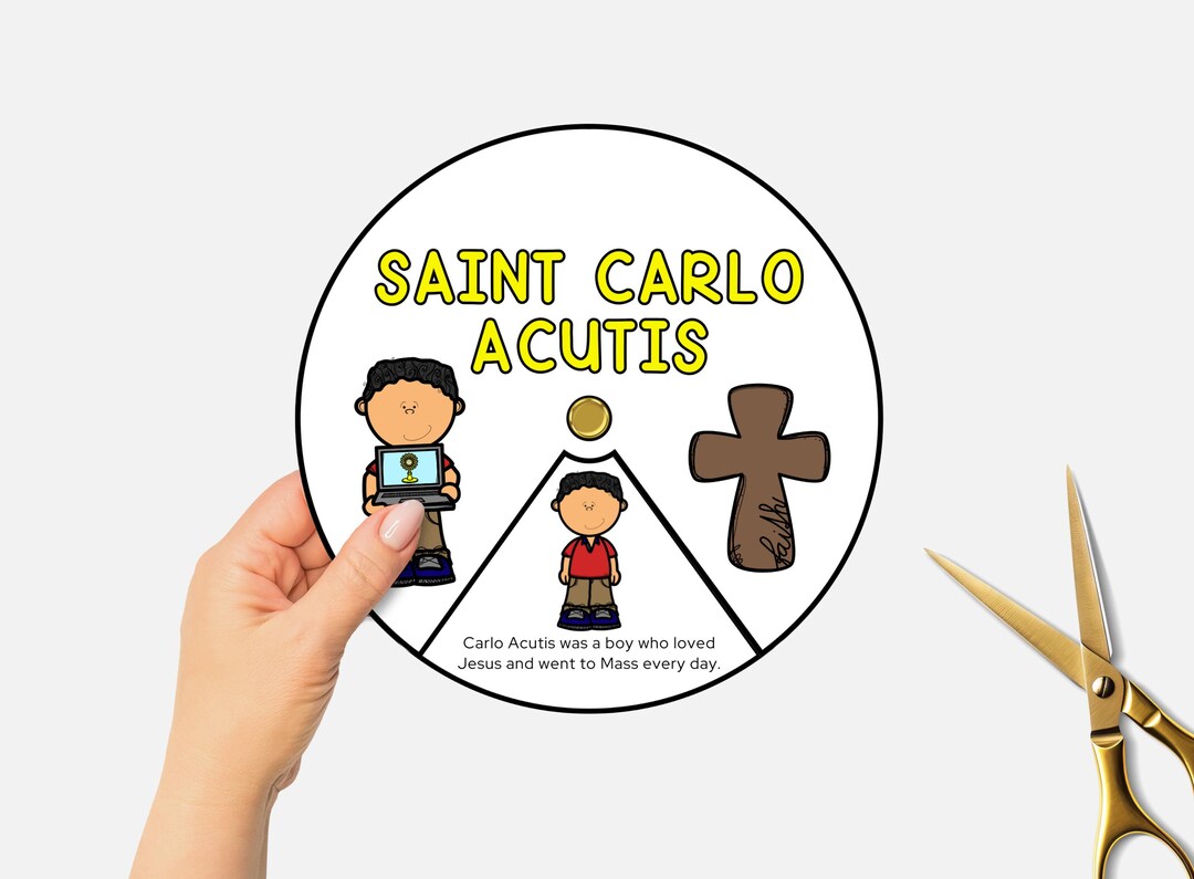 Saint Carlo Acutis, Printable Bible Lesson Coloring Wheel, Sunday ...
