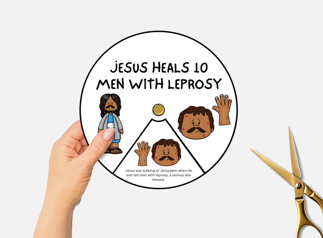 Jesus Heals 10 Men With Leprosy, Printable Bible Coloring Wheel, Sunday ...