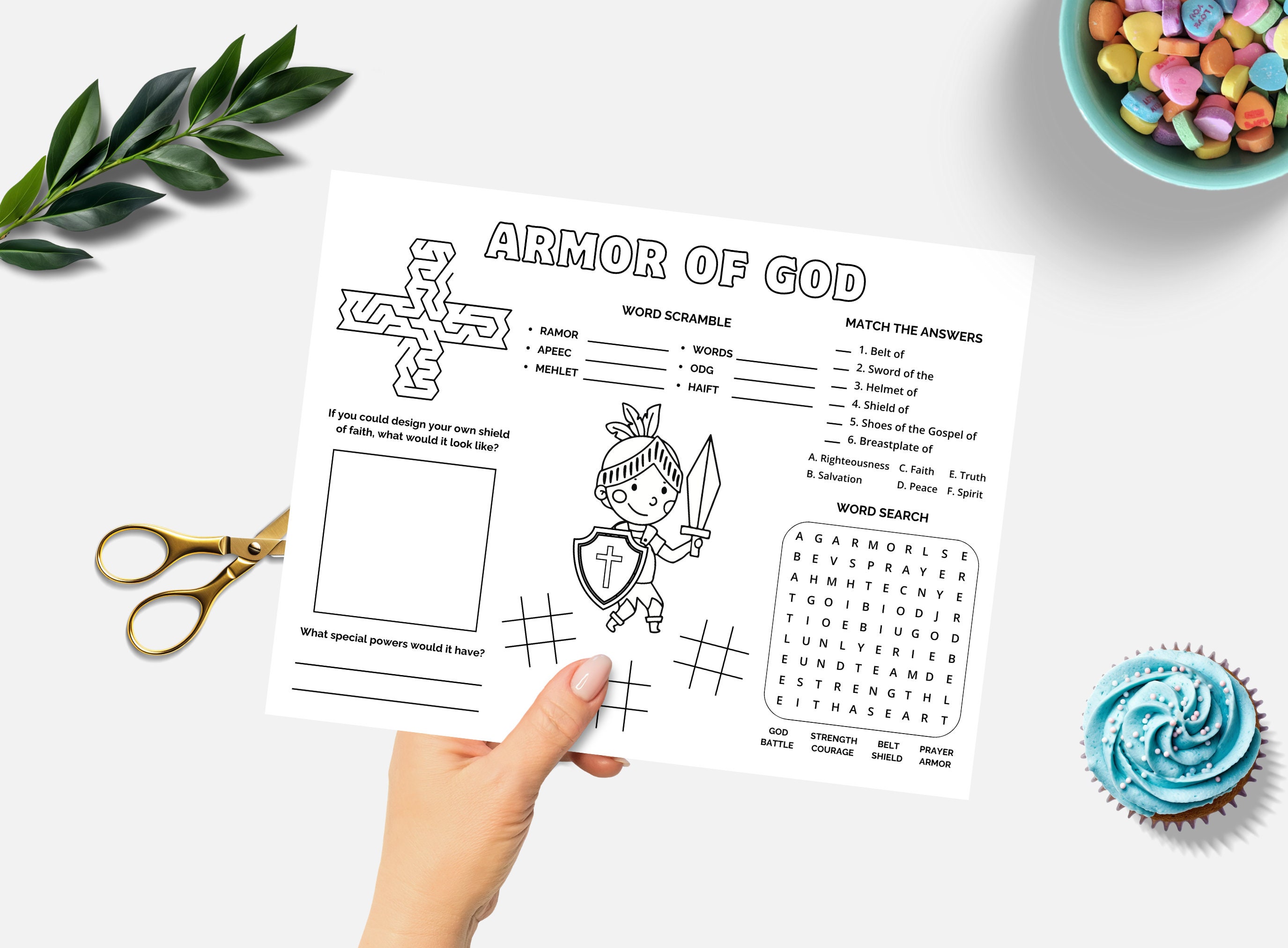 Armor of God, Ephesians 6 10, Printable Bible Activity Placemat, Sunday ...