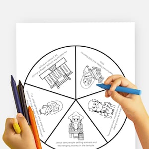 Jesus Cleanses the Temple, Printable Bible Coloring Wheel, Sunday ...