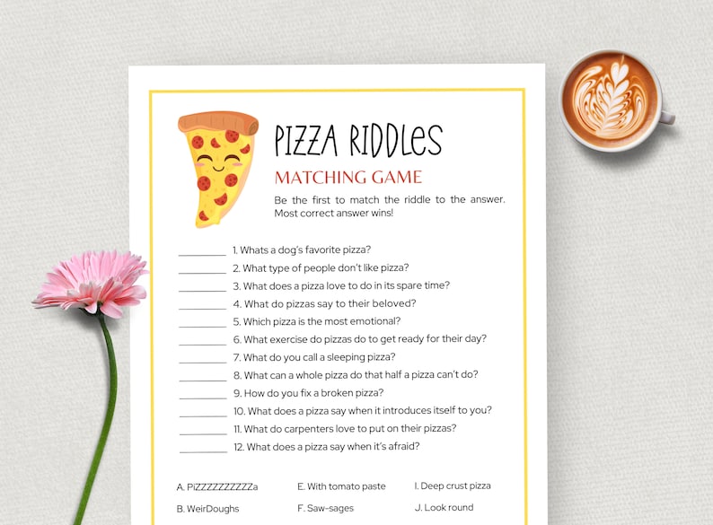 Printable Pizza Riddles, Pizza Birthday Party Game, Icebreaker, Slumber ...