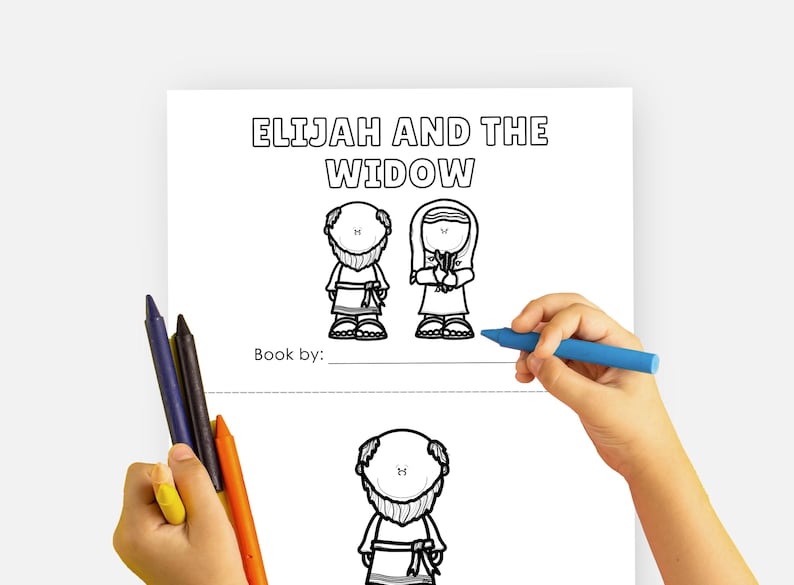 Elijah and the Widow, Printable Mini Bible Book, Sunday School Craft ...