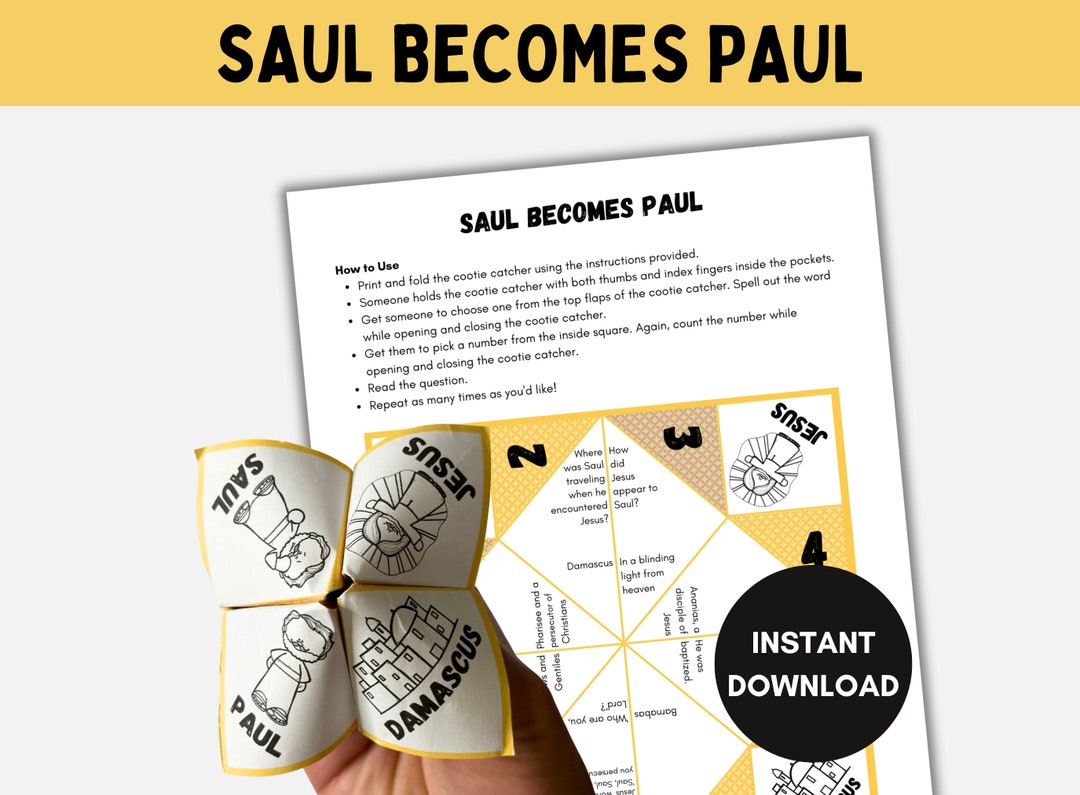Saul Becomes Paul, Printable Cootie Catcher, Sunday School Craft, Kids ...