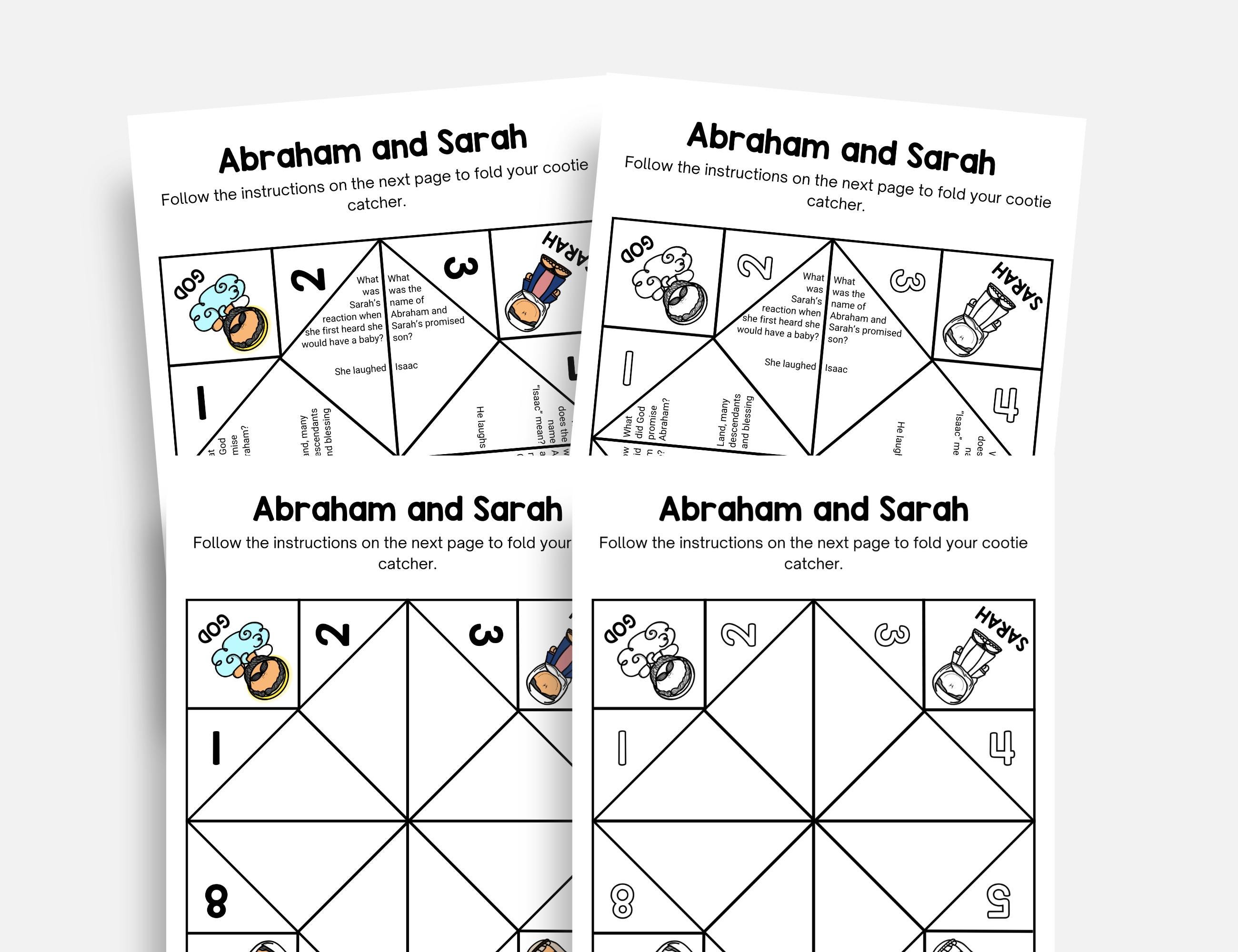 Abraham and Sarah, Printable Bible Cootie Catcher, Sunday School Craft ...