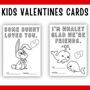 Animal Valentines, Printable Valentine Day Cards for Kids, Coloring ...