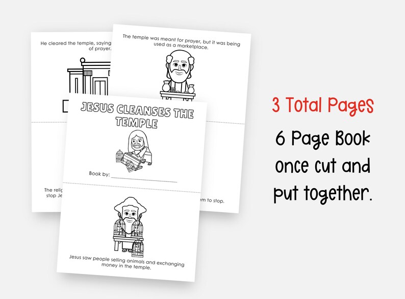 Jesus Cleanses the Temple, Printable Mini Bible Book, Holy Monday ...