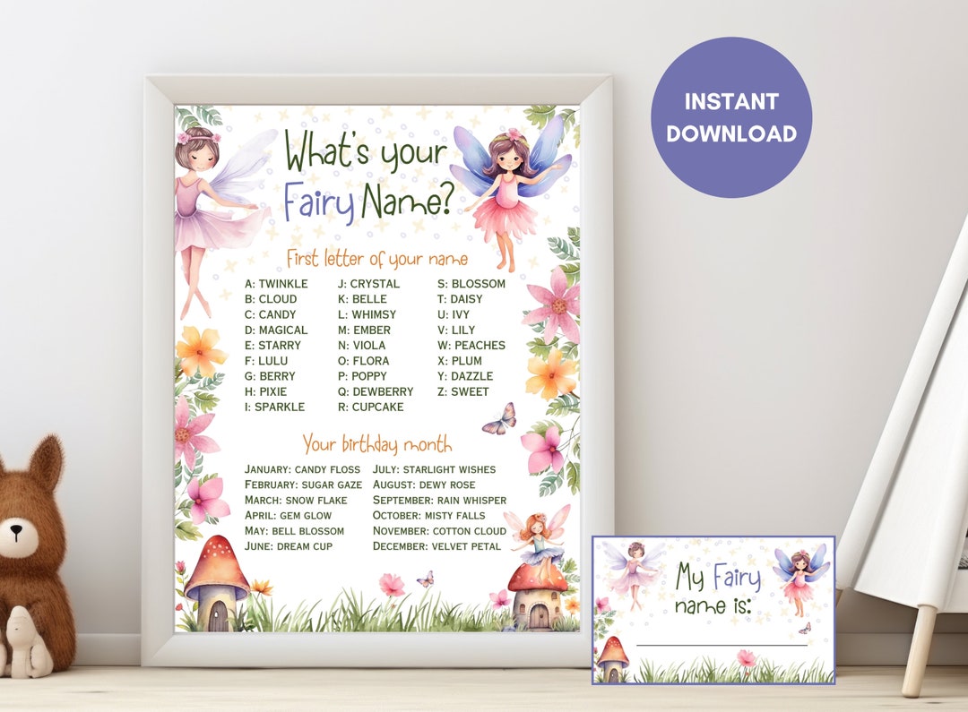 What is Your Fairy Name, Fairy Birthday Game, Forest Party Activity ...