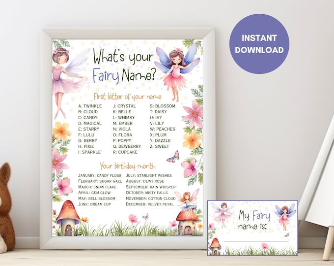 Fairy Name Tags, Printable Fairy Name Stickers, Fairy Name Labels ...