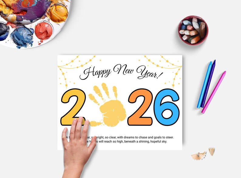 2026 New Year Handprint Craft, Happy New Year Handprint Art Printable ...