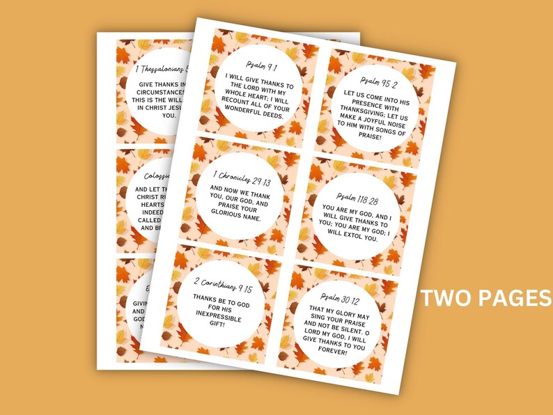 Thankful Bible Verse Printable Cards, 12 Thanksgiving Scripture Cards ...