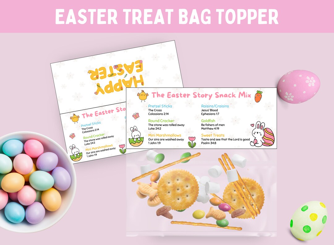 The Easter Story Snack Mix, Printable Treat Bag Topper, Easter Basket ...