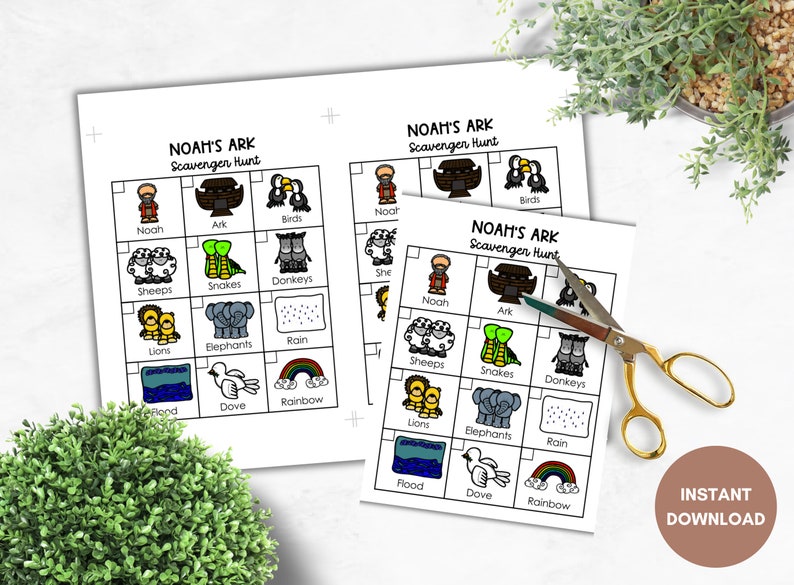 Noah's Ark, Printable Bible Scavenger Hunt, Sunday School Game, Kids ...