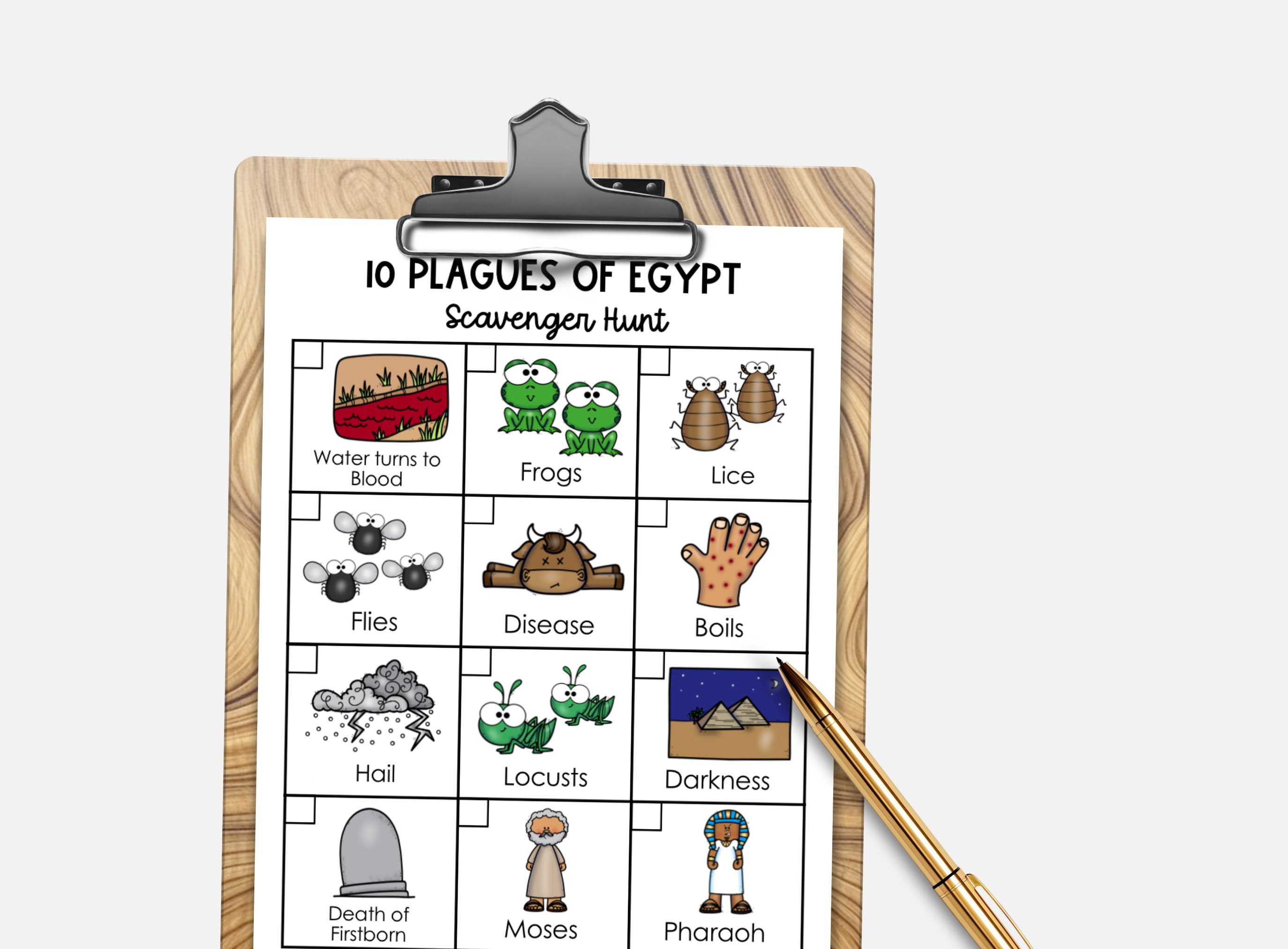 The Ten Plagues, Moses Bible Story, Printable Bible Scavenger Hunt ...