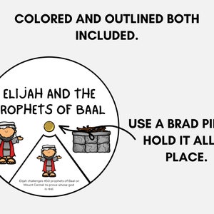 Elijah and the Prophets of Baal, Printable Bible Coloring Wheel, Sunday ...