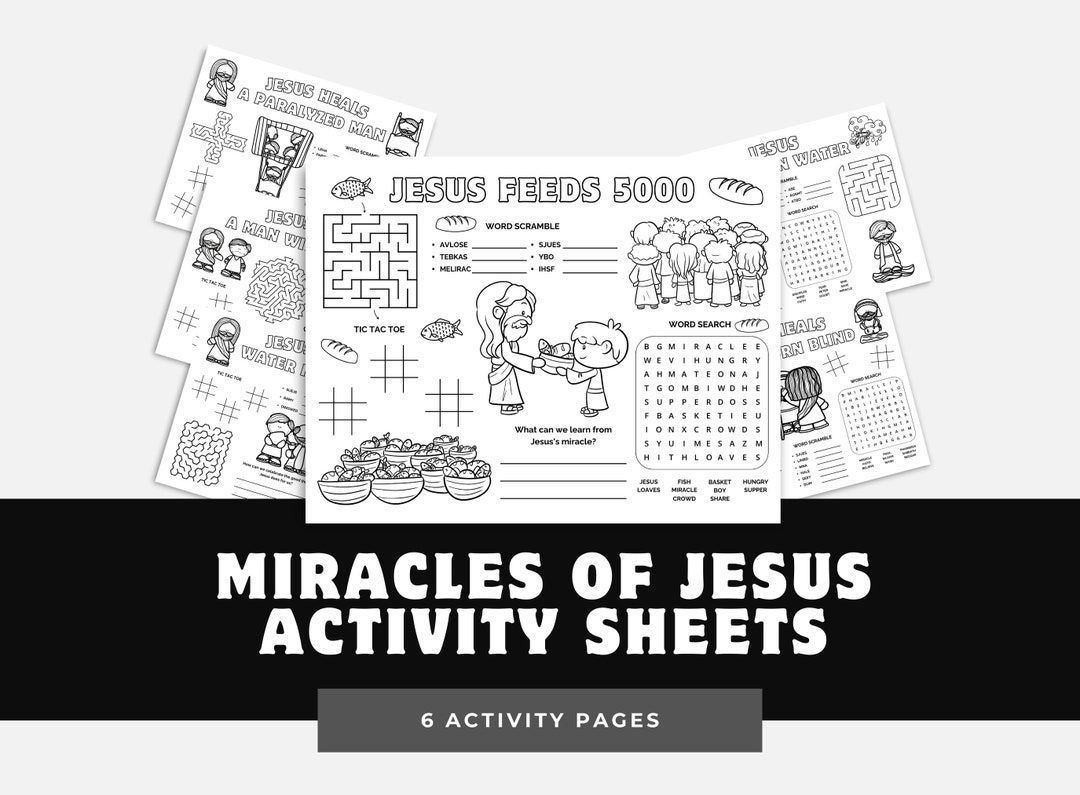 Miracles of Jesus, Life of Jesus, 6 Printable Bible Placemat Activity ...
