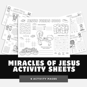 Miracles of Jesus, Life of Jesus, 6 Printable Bible Placemat Activity ...