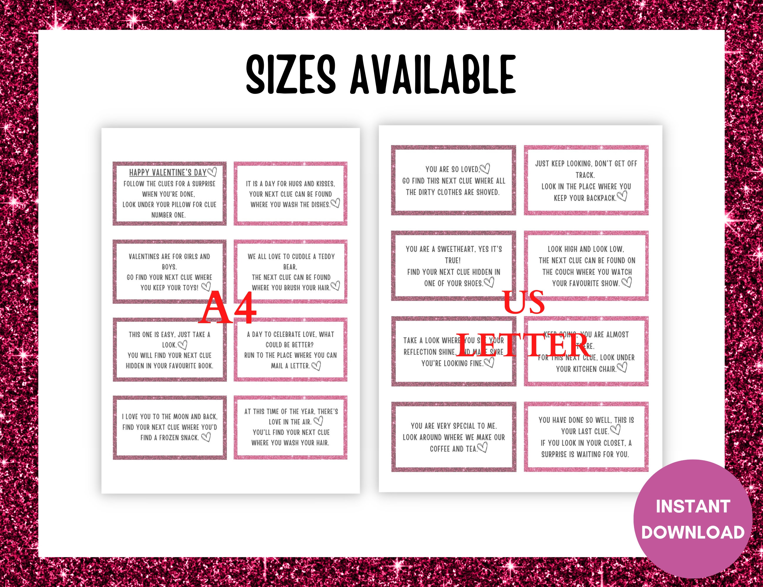 Valentines Scavenger Hunt Printable Game, Valentines Treasure Hunt for ...