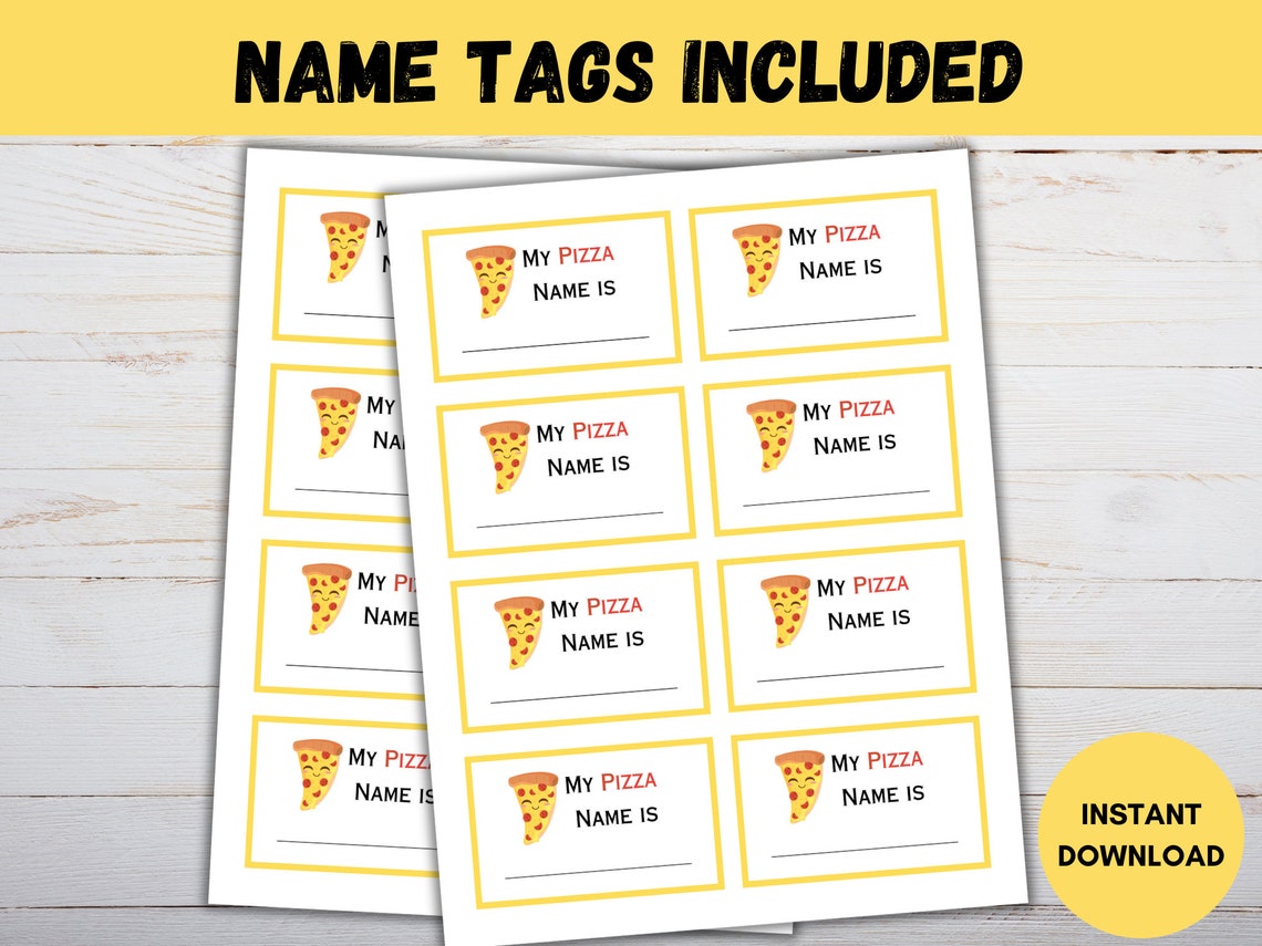 Whats Your Pizza Name Birthday Party Game Name Sign & Tags - Etsy