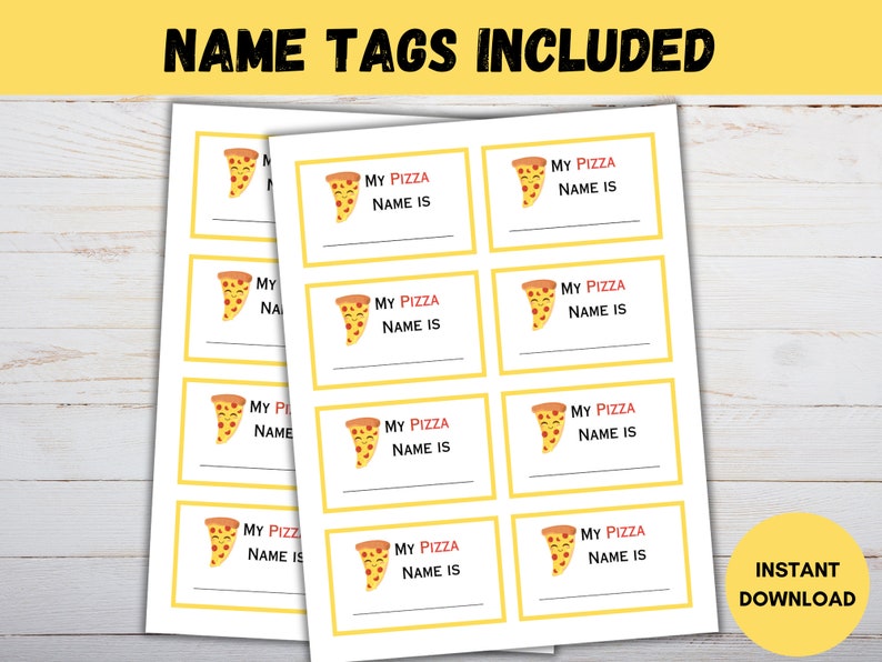 Whats Your Pizza Name Birthday Party Game Name Sign & Tags - Etsy