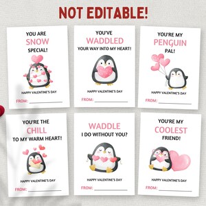 Printable Penguin Valentine, Fun School Valentine Gift Tags, Kids ...