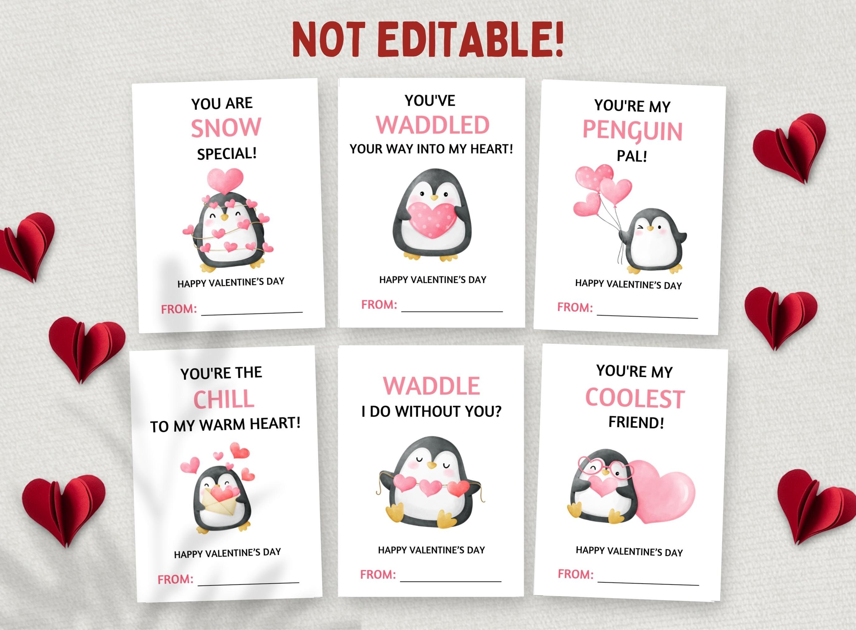 Printable Penguin Valentine Fun School Valentine Gift Tags - Etsy