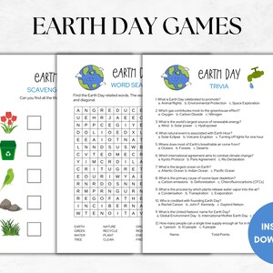 8 Printable Earth Day Games, Fun Earth Day Activities for Kids and ...