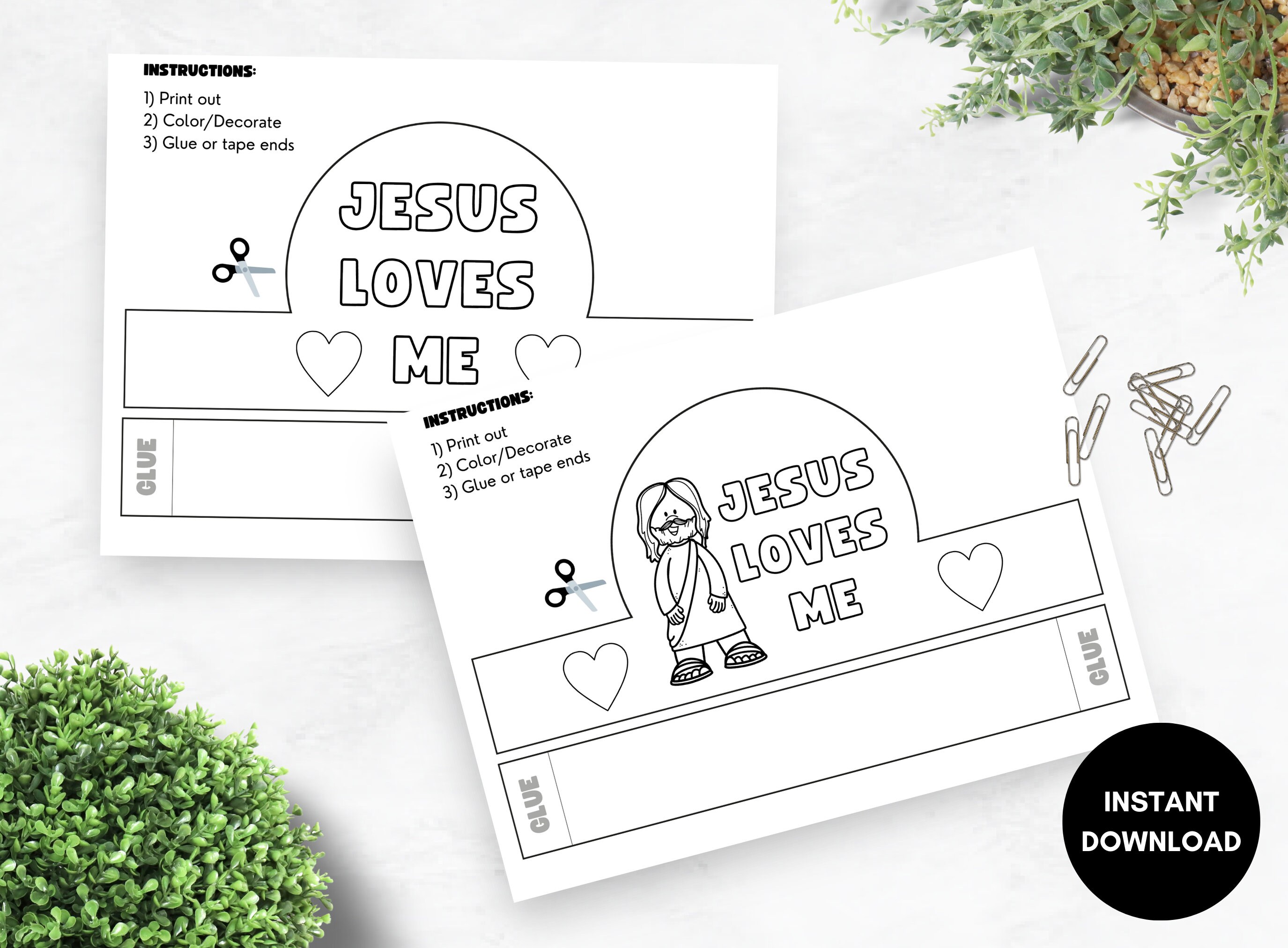 Jesus Loves Me Bible Crown, Printable Faith Crown, Sunday School Craft ...