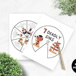 Seven Deadly Sins, Printable Bible Coloring Wheel, Sunday School Craft ...