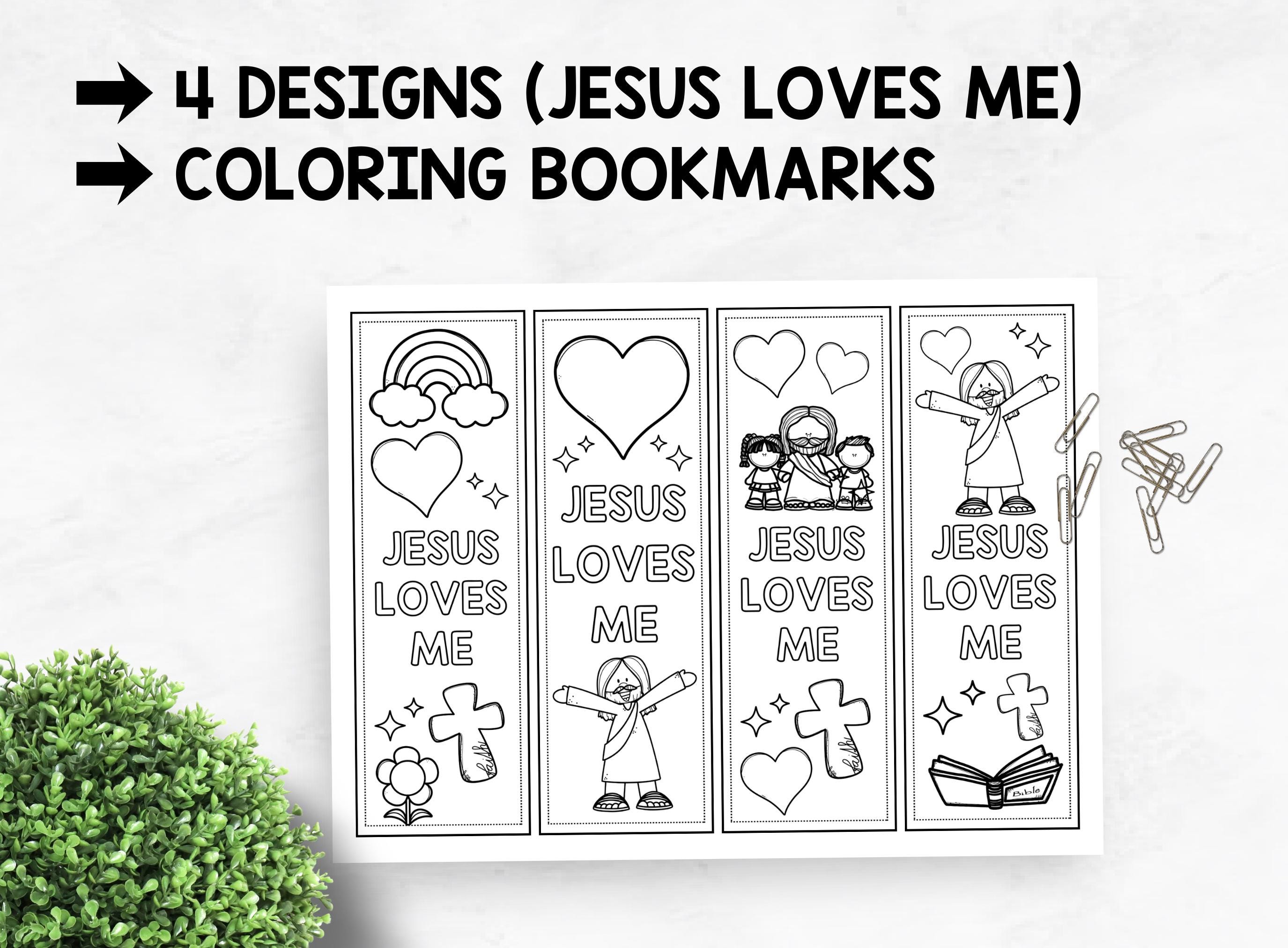 Jesus Loves Me Bible Bookmarks, Faith Coloring Bookmark Printable ...