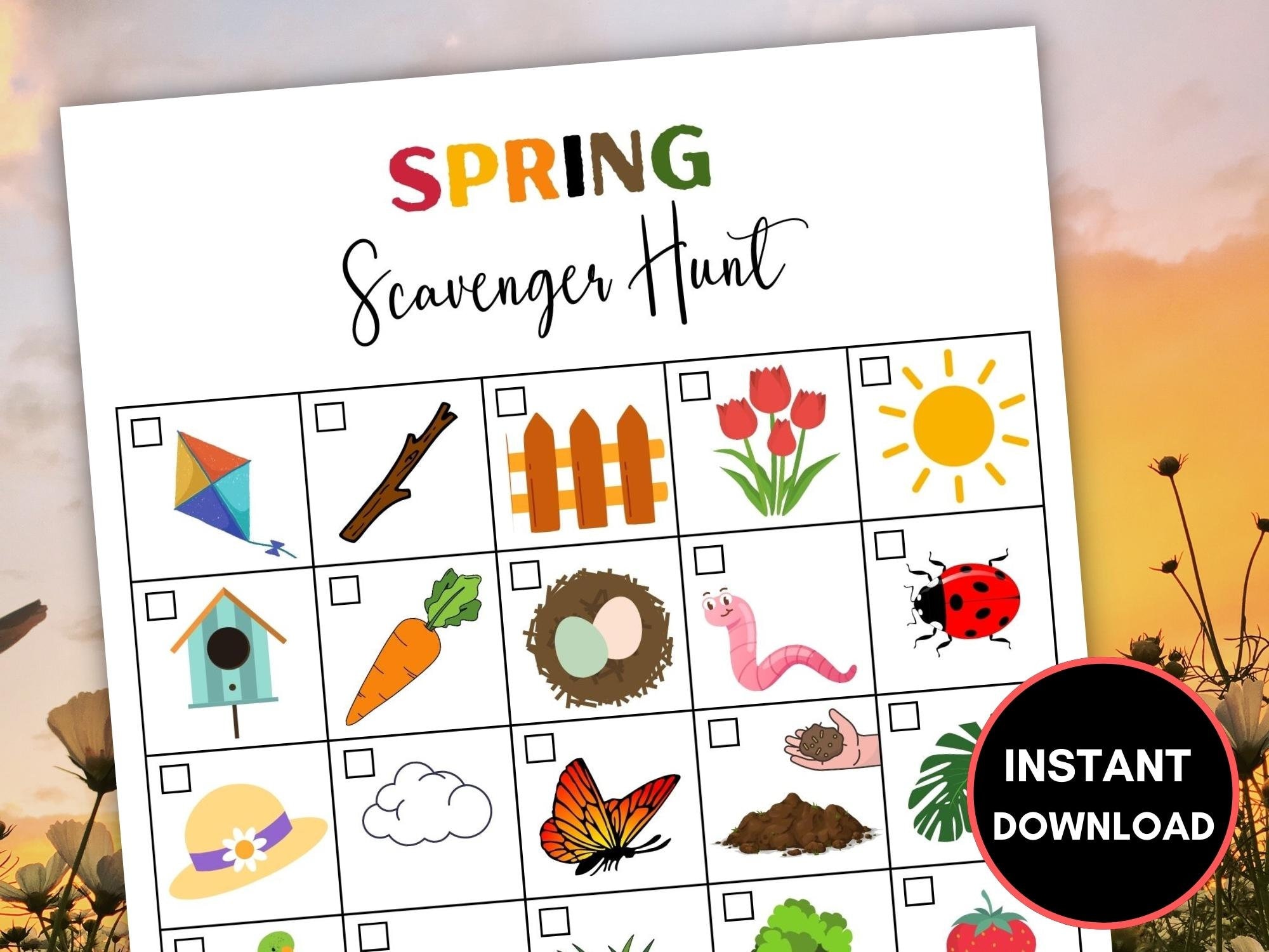 Spring Scavenger Hunt, Scavenger Hunt, Kids Scavenger Hunt, Outdoor ...