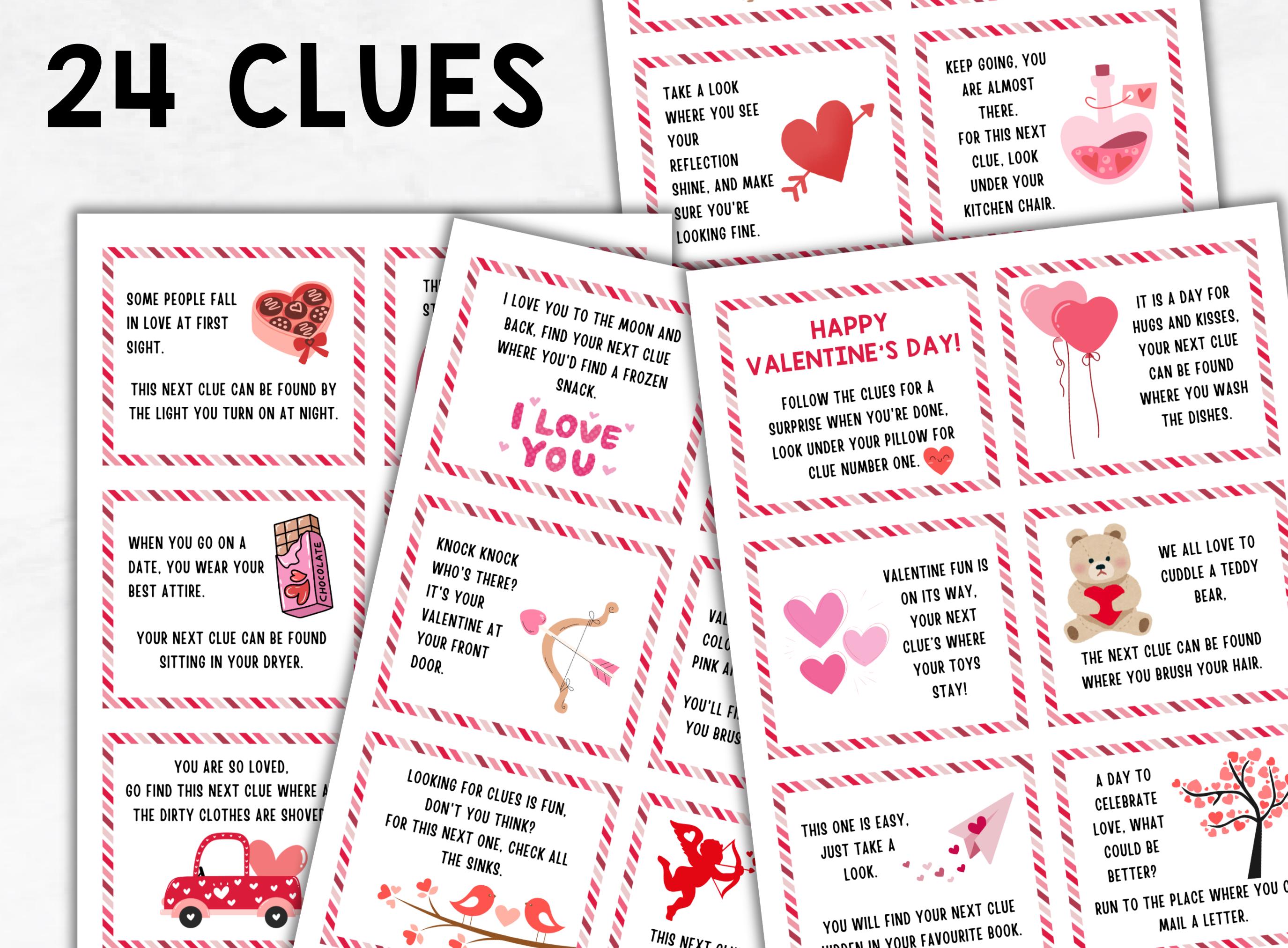Valentines Scavenger Hunt, Valentines Day Games, Indoor Treasure Hunt ...