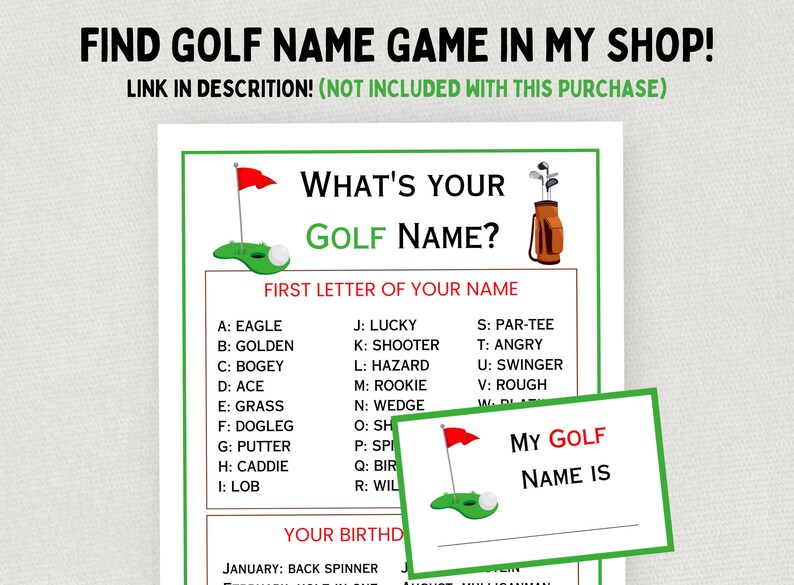 Golf Riddles, Printable Golf Activity, Fun Golf Theme, Birthday Party ...