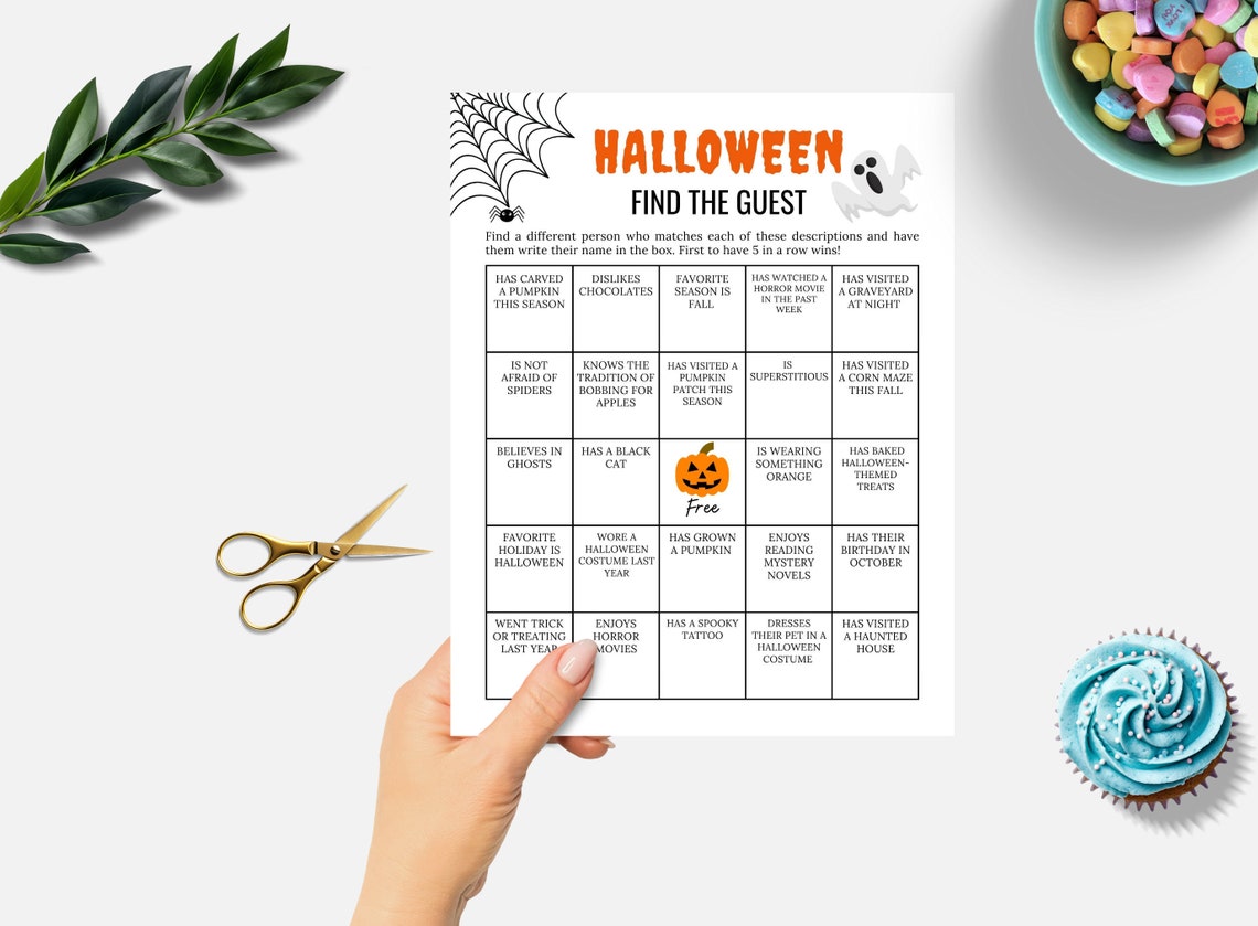 Halloween Find the Guest Bingo, Find Someone Who, Printable Human Bingo ...