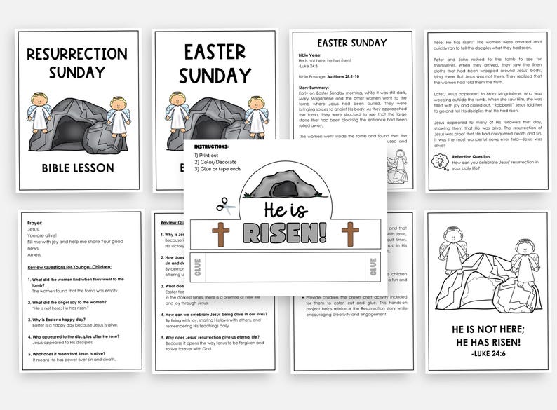 Resurrection Sunday Bible Lesson, Holy Week Printable, Christian Easter ...