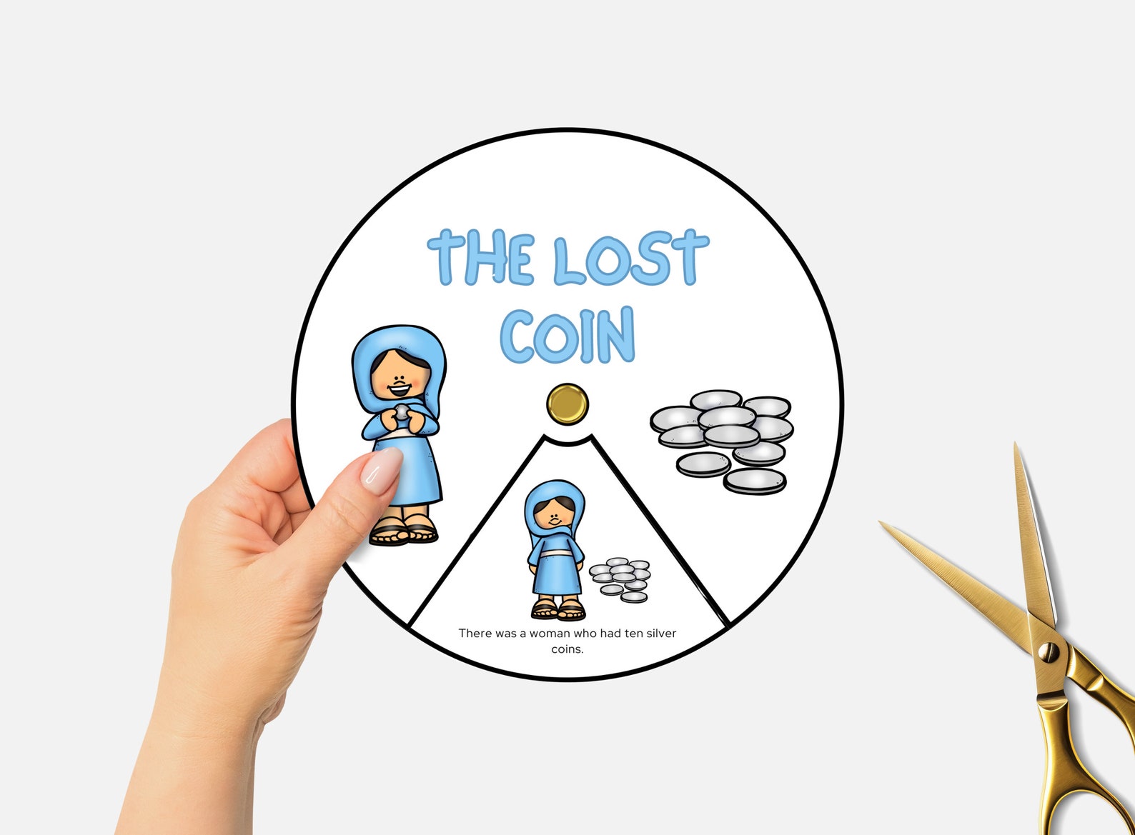 Parable of the Lost Coin, Printable Bible Coloring Wheel, Sunday School ...
