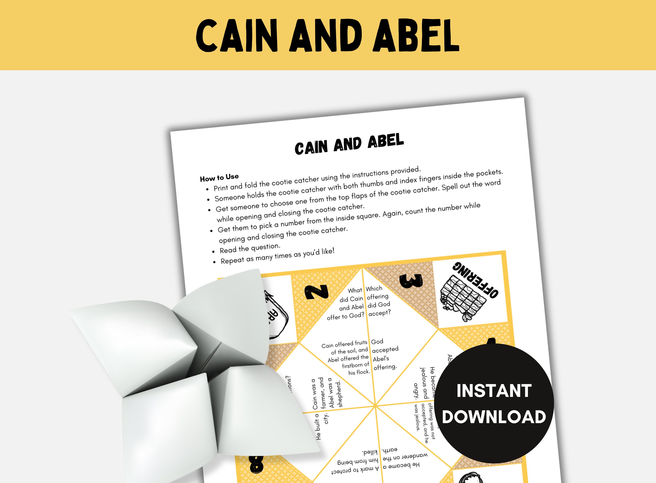 Cain and Abel, Sunday School Craft, Printable Bible Craft, Cootie ...