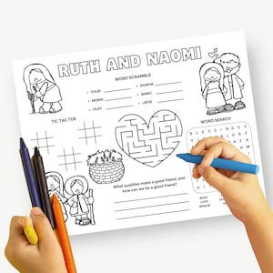 Ruth and Naomi, Printable Bible Activity Placemat, Sunday School, Kids ...