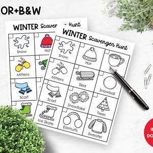 Winter Scavenger Hunt, Printable Indoor and Outdoor Scavenger Hunt ...