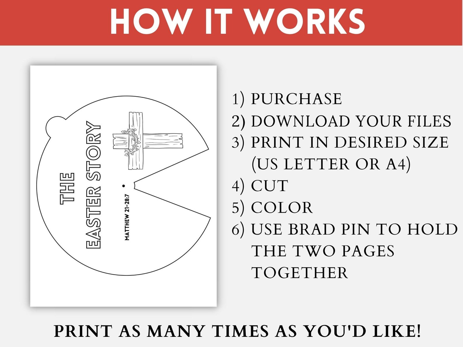 Easter Story Coloring Wheel, Easter Story Craft, Holy Week, He is Risen ...