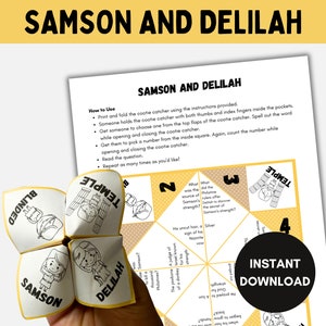 Samson Bible Story, Printable Cootie Catcher, Sunday School Craft, Kids ...