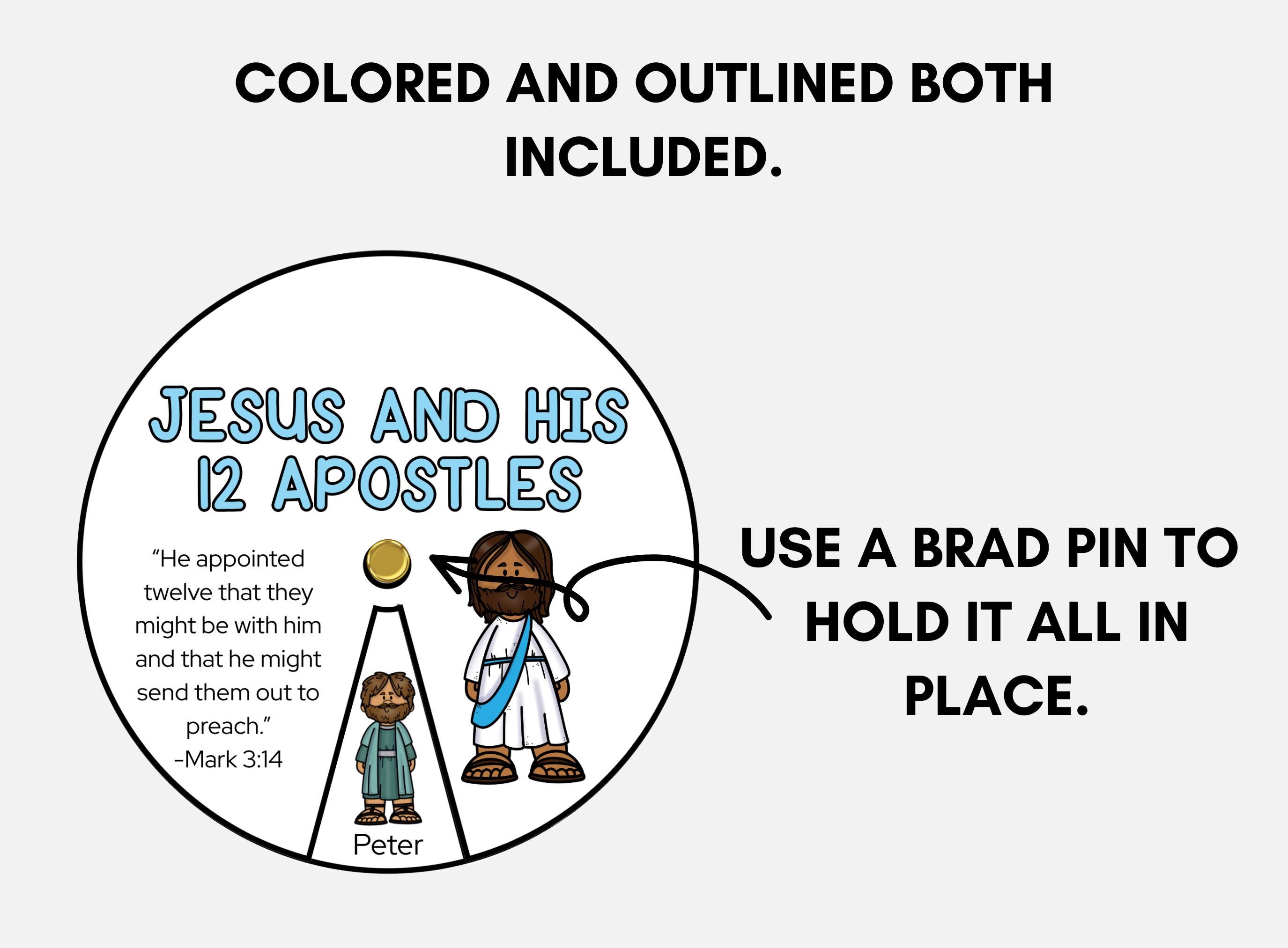 Jesus and His 12 Apostles, Printable Bible Coloring Wheel, the Twelve ...