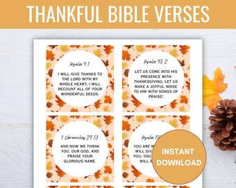 Thankful Bible Verse Printable Cards - Etsy