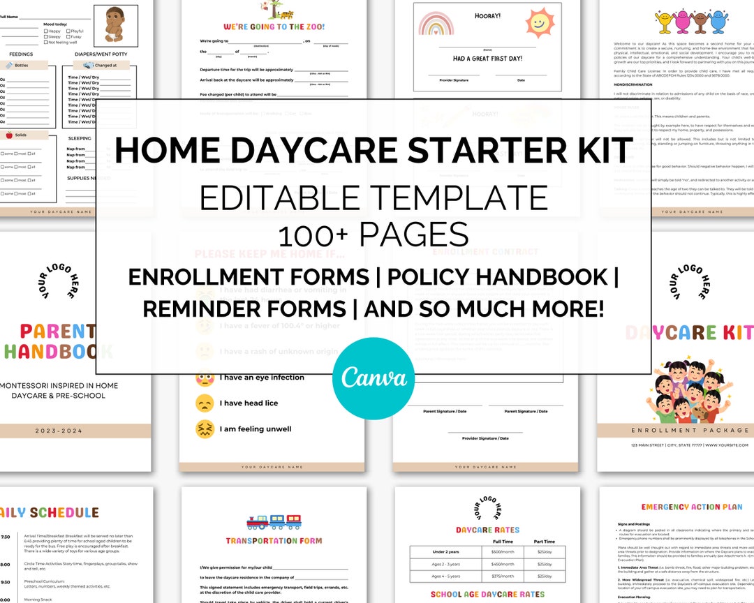 Home Daycare Starter Kit, Daycare Forms, Daycare Contract, Childcare ...